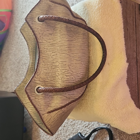 Sondra Roberts | Bags | Unique Cresent Shape Leather Handbag Green With ...